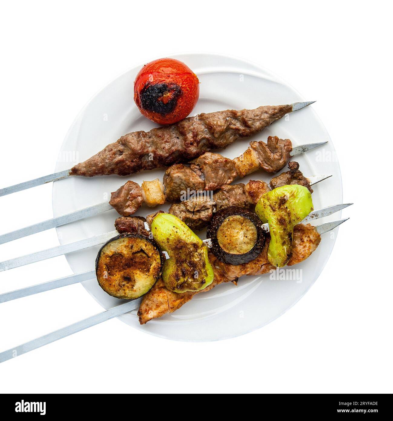 Barbecue on a white background Stock Photo - Alamy