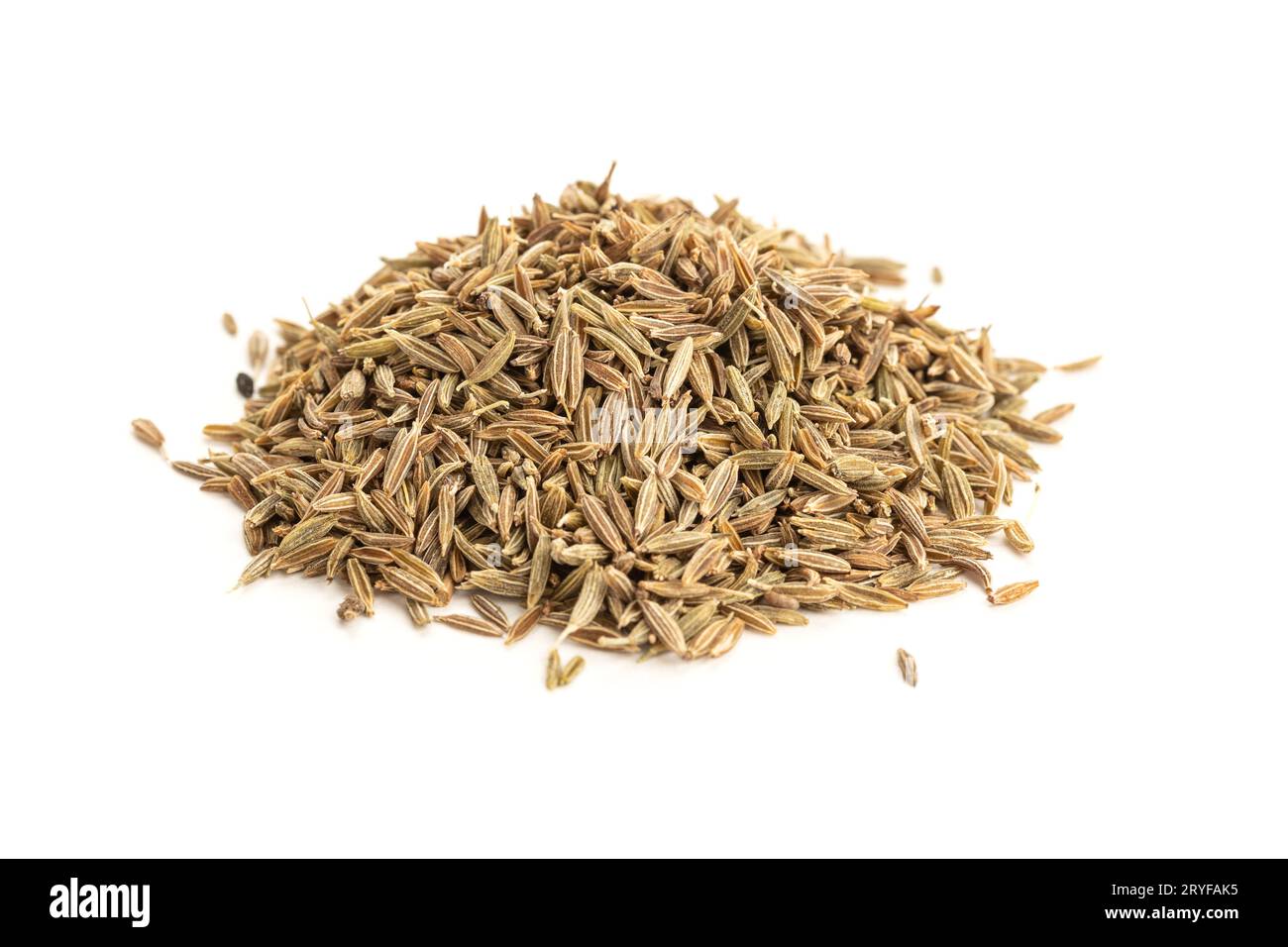 Pile of Cumin seeds isolated on white background. Cuminum cyminum Stock ...