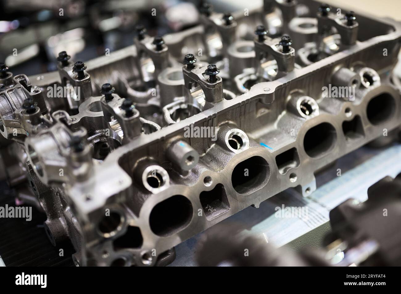 Cylinder heads of automobile engine ready for installation Stock Photo ...
