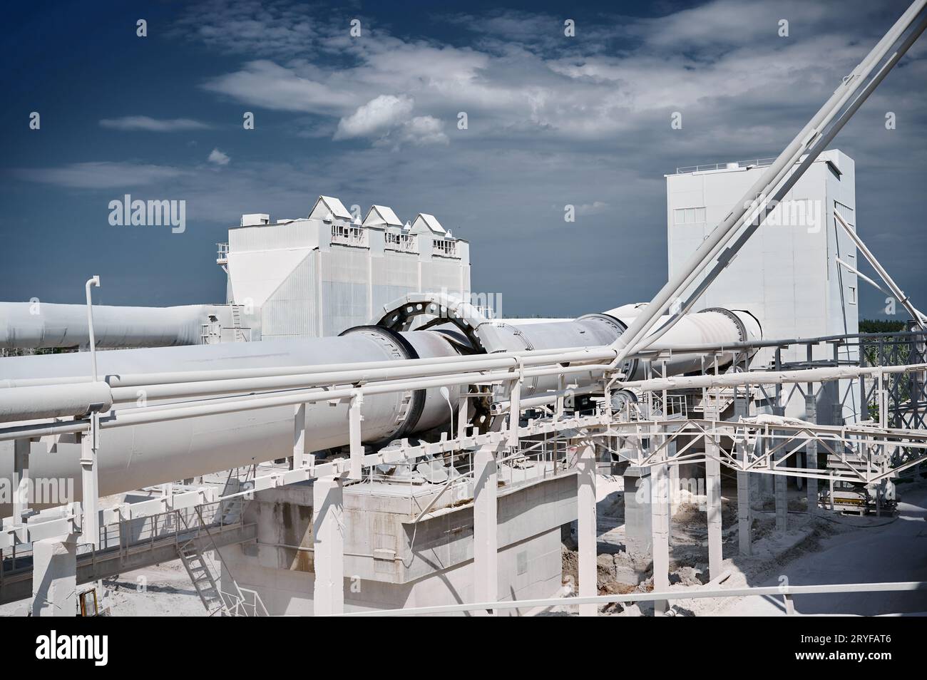 Modern manufacturing plant with tubular rotary furnace Stock Photo - Alamy