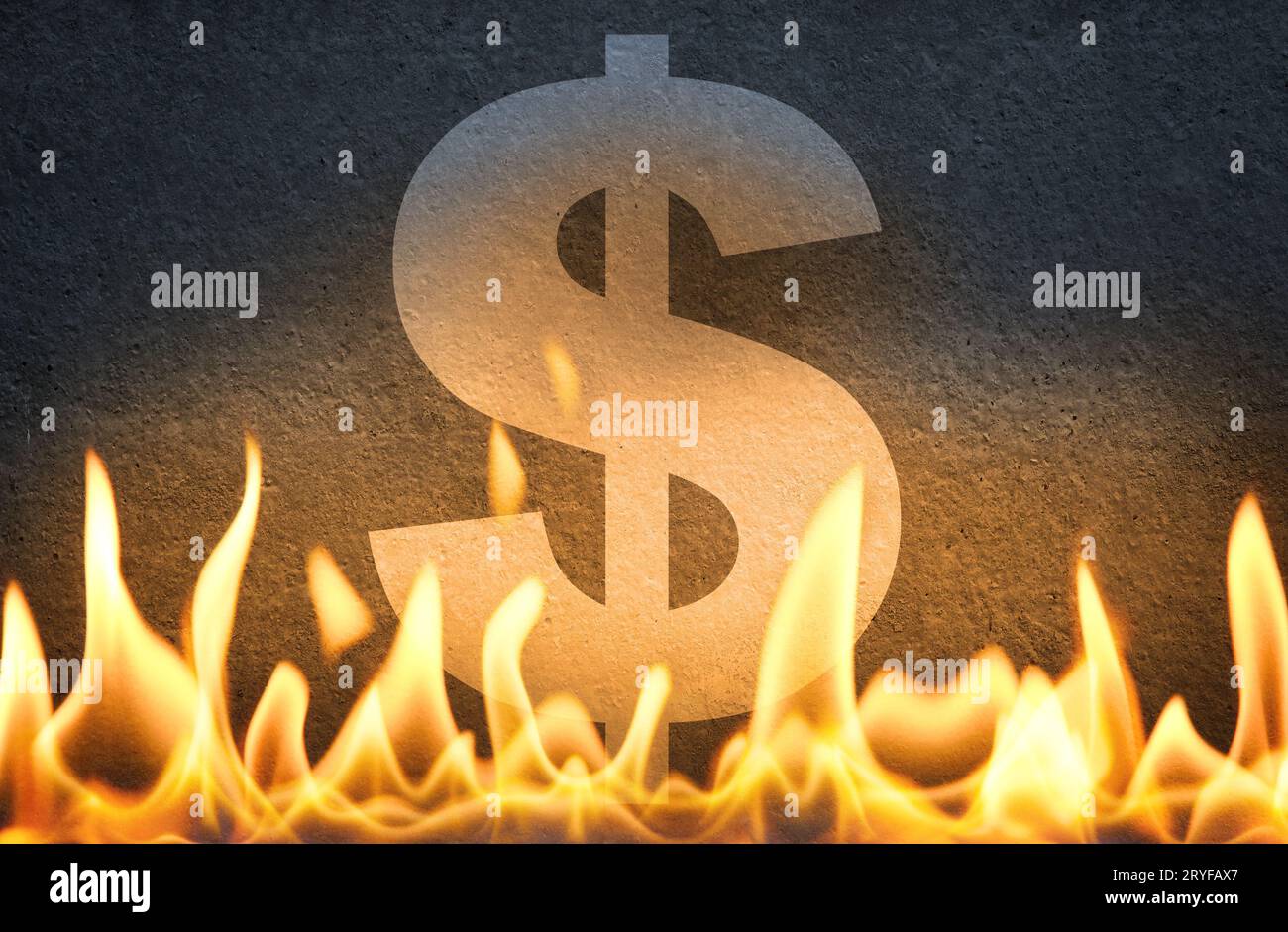 US dollar symbol burning in fire flames Stock Photo - Alamy