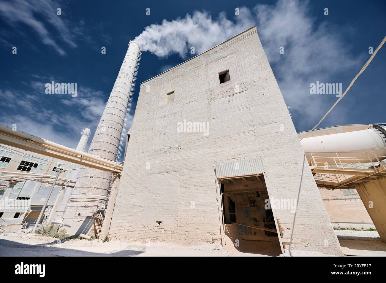 Building of loading device of roasting rotary kiln under sky Stock ...