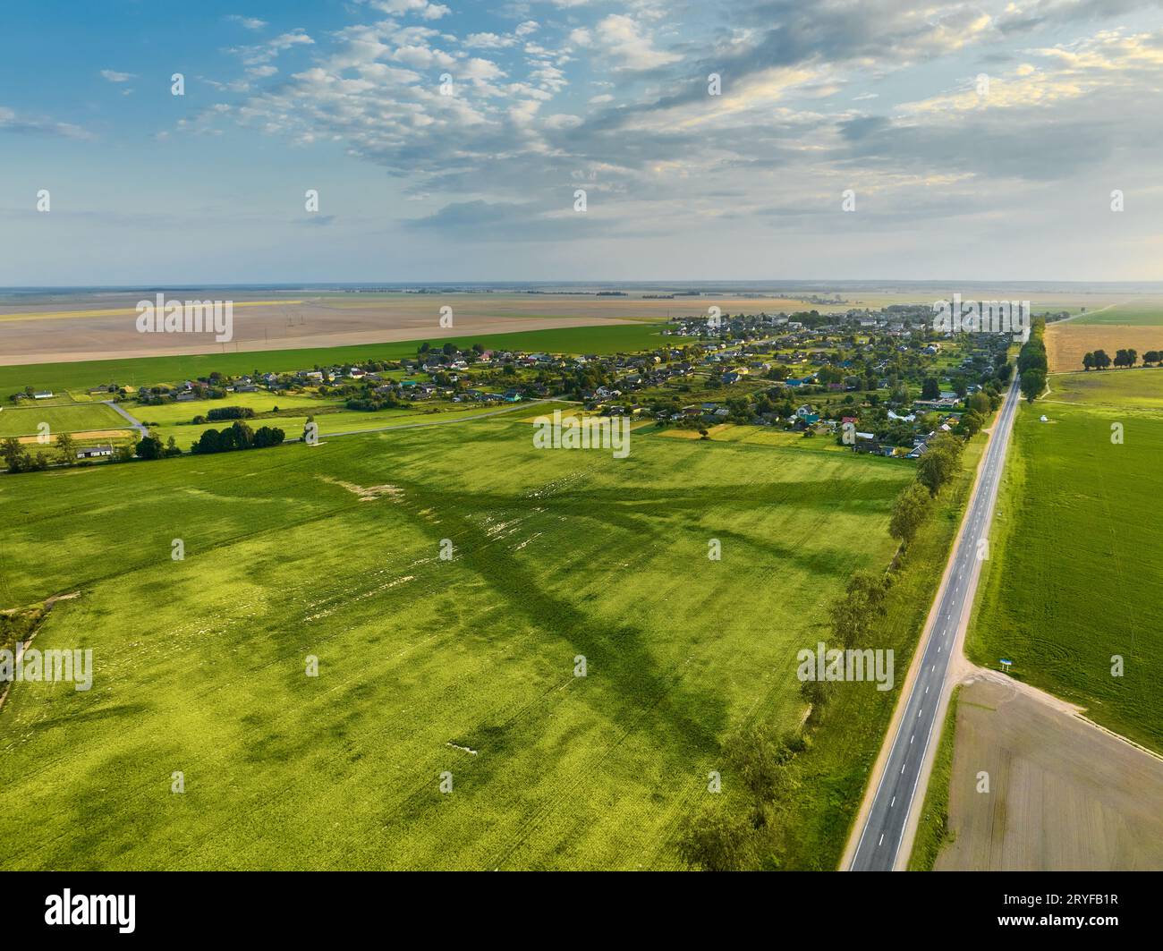 Countryside farming with plantations and livestock farms Stock Photo ...