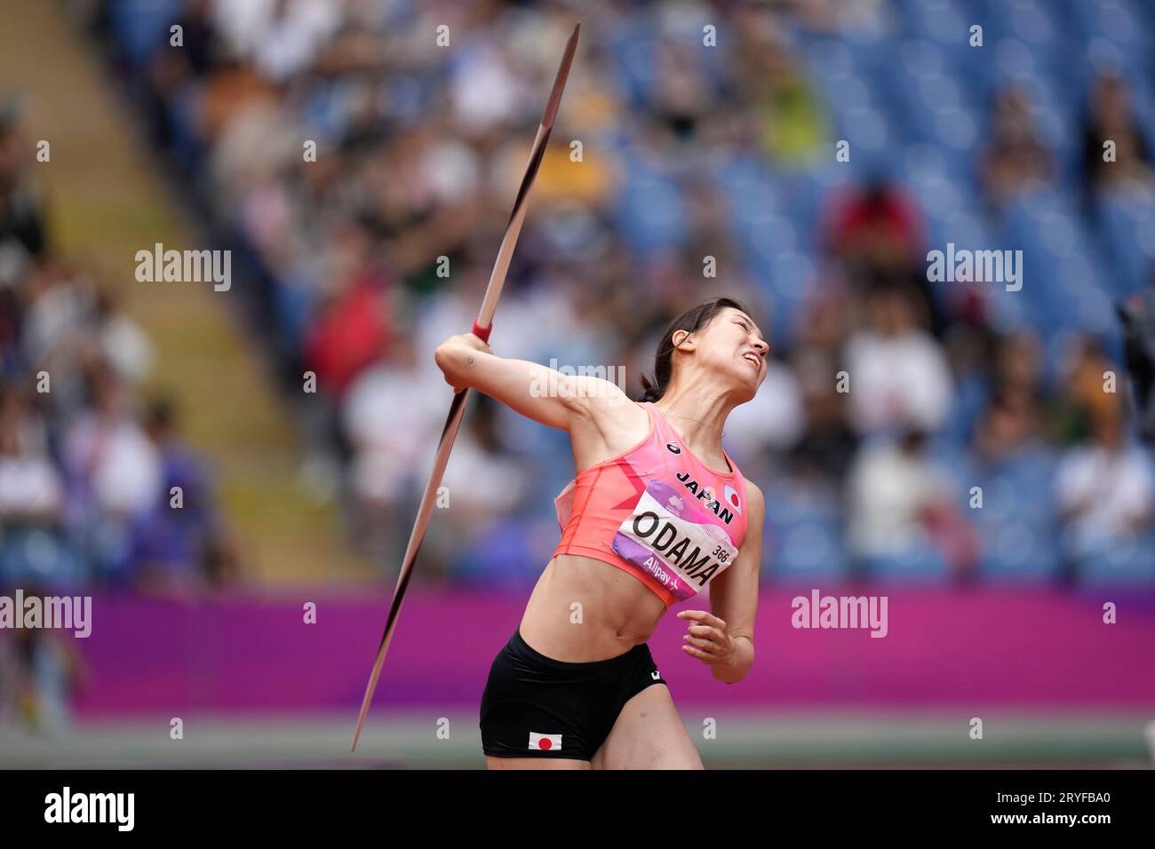 Japan's Karin Odama competes during the women's heptathlon javelin ...