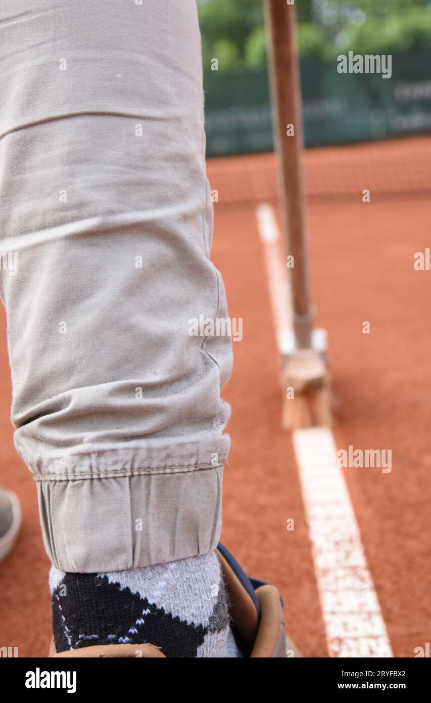 Tennis game on a tennis court Stock Photo - Alamy