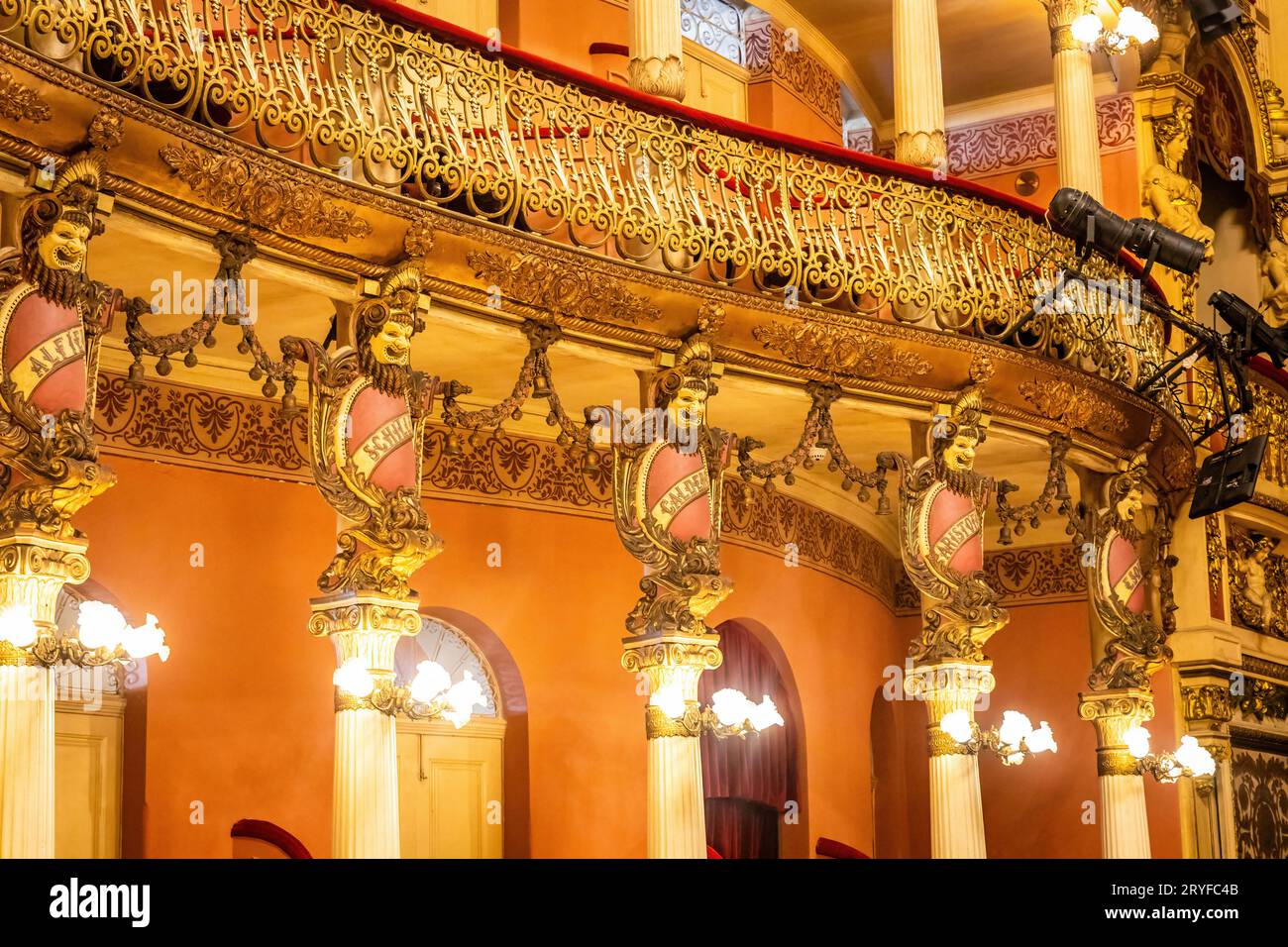 Beautiful panoramic interior view of famous Amazon theater in Manaus ...