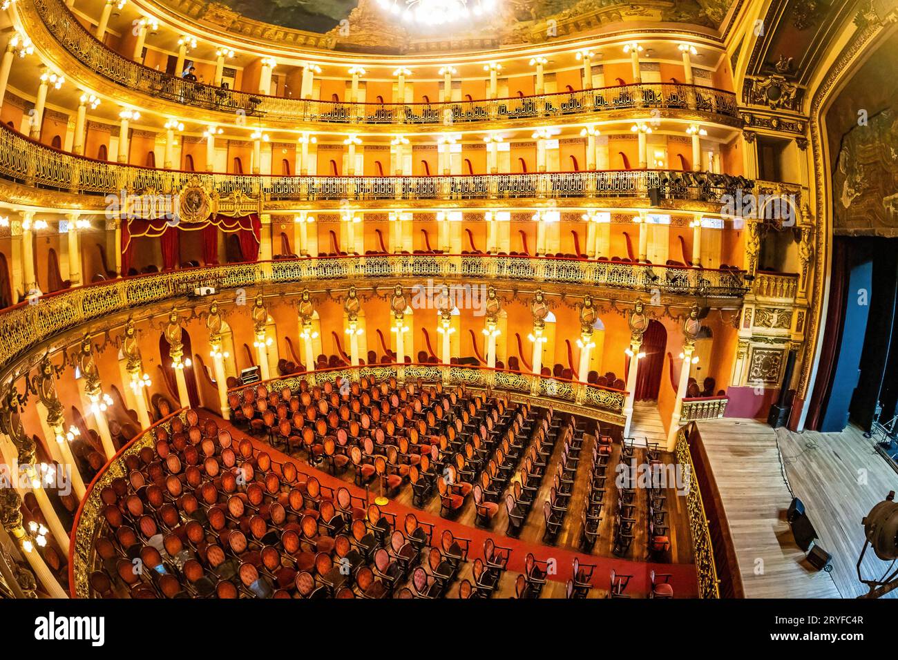 Beautiful panoramic interior view of famous Amazon theater in Manaus ...