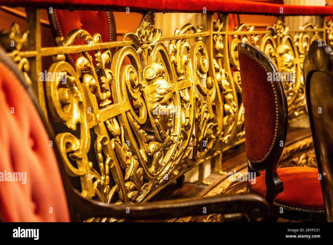 Beautiful panoramic interior view of famous Amazon theater in Manaus ...