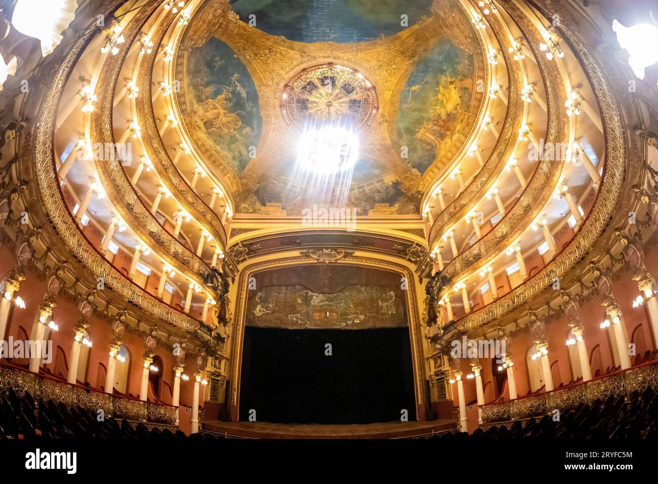 Beautiful panoramic interior view of famous Amazon theater in Manaus ...