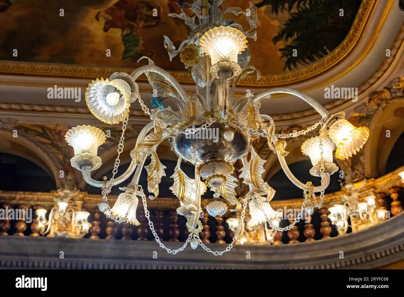 Beautiful panoramic interior view of famous Amazon theater in Manaus ...