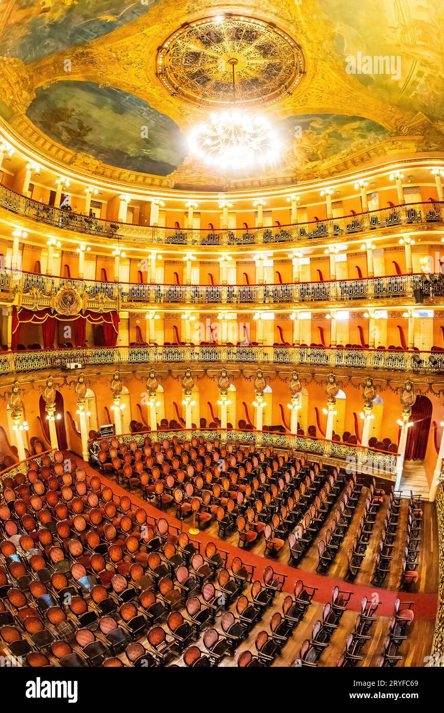 Beautiful panoramic interior view of famous Amazon theater in Manaus ...