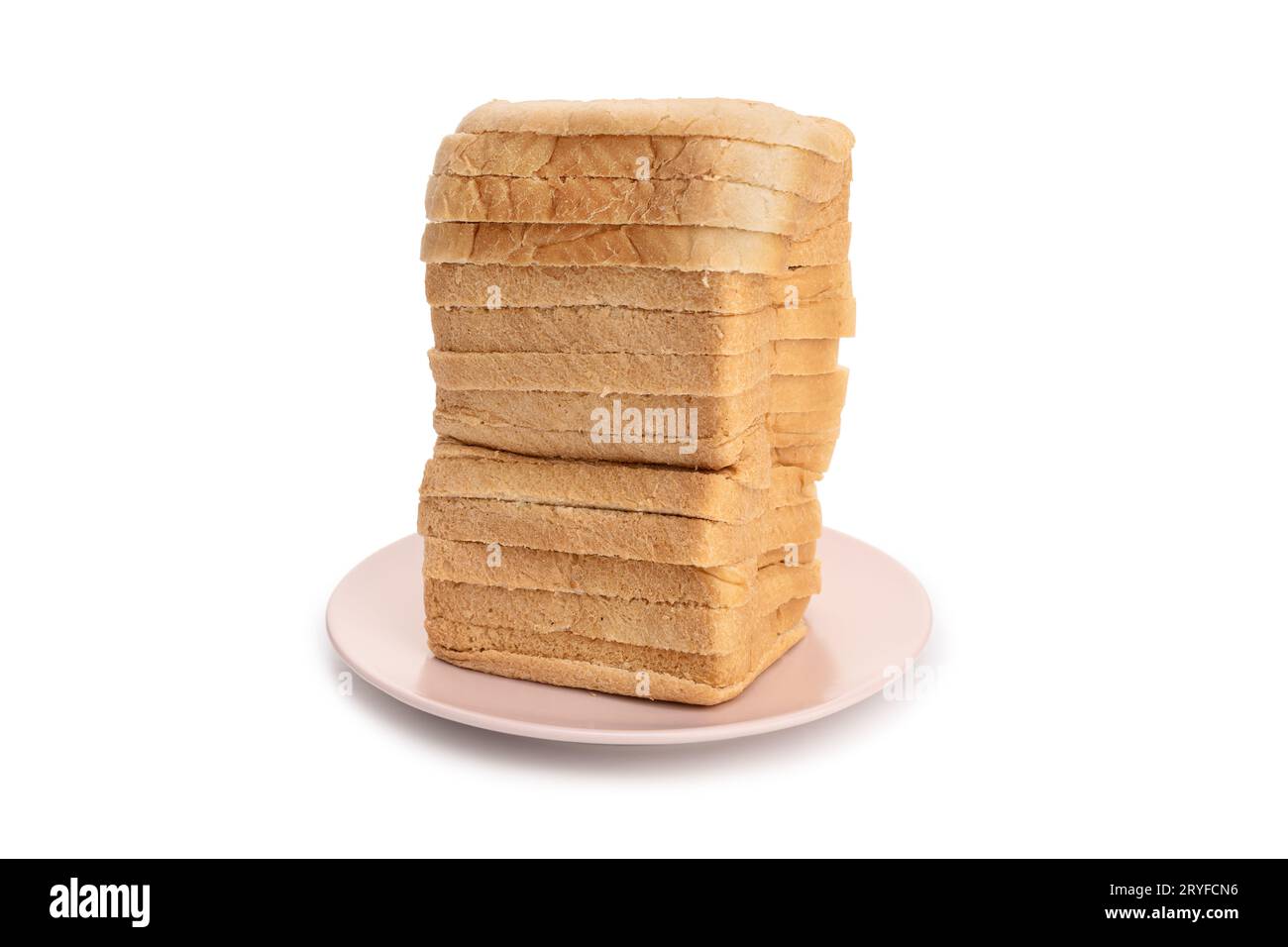 Pile of Sliced Wheat Bread on plate isolated on white background Stock ...