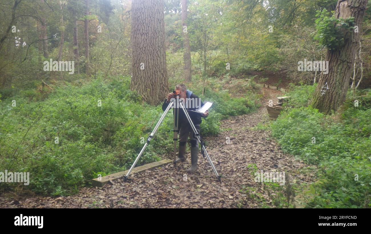 Surveying by a land surveyor in geodesy Stock Photo - Alamy