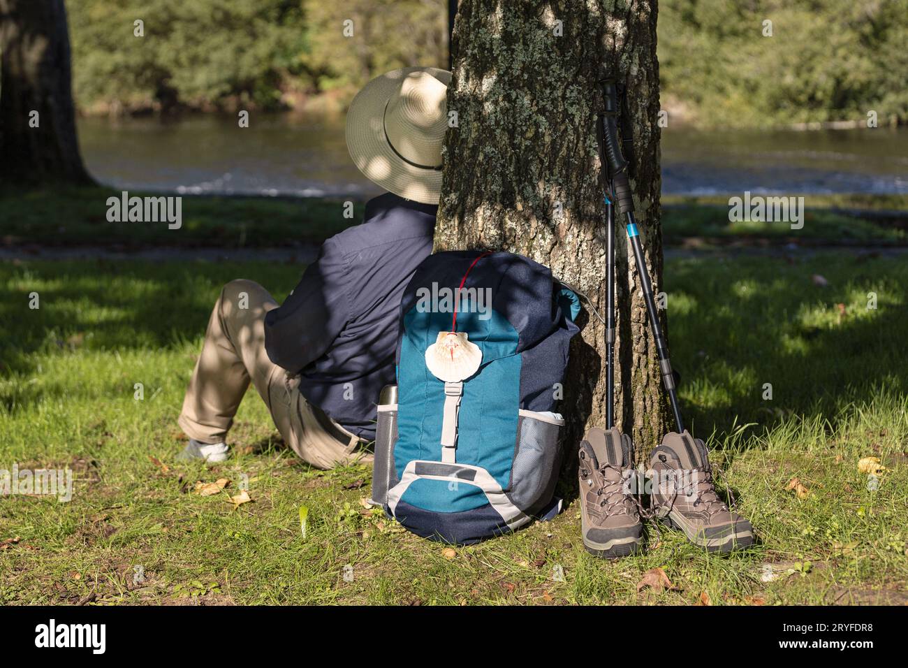Backpack leaning against tree hi-res stock photography and images - Alamy