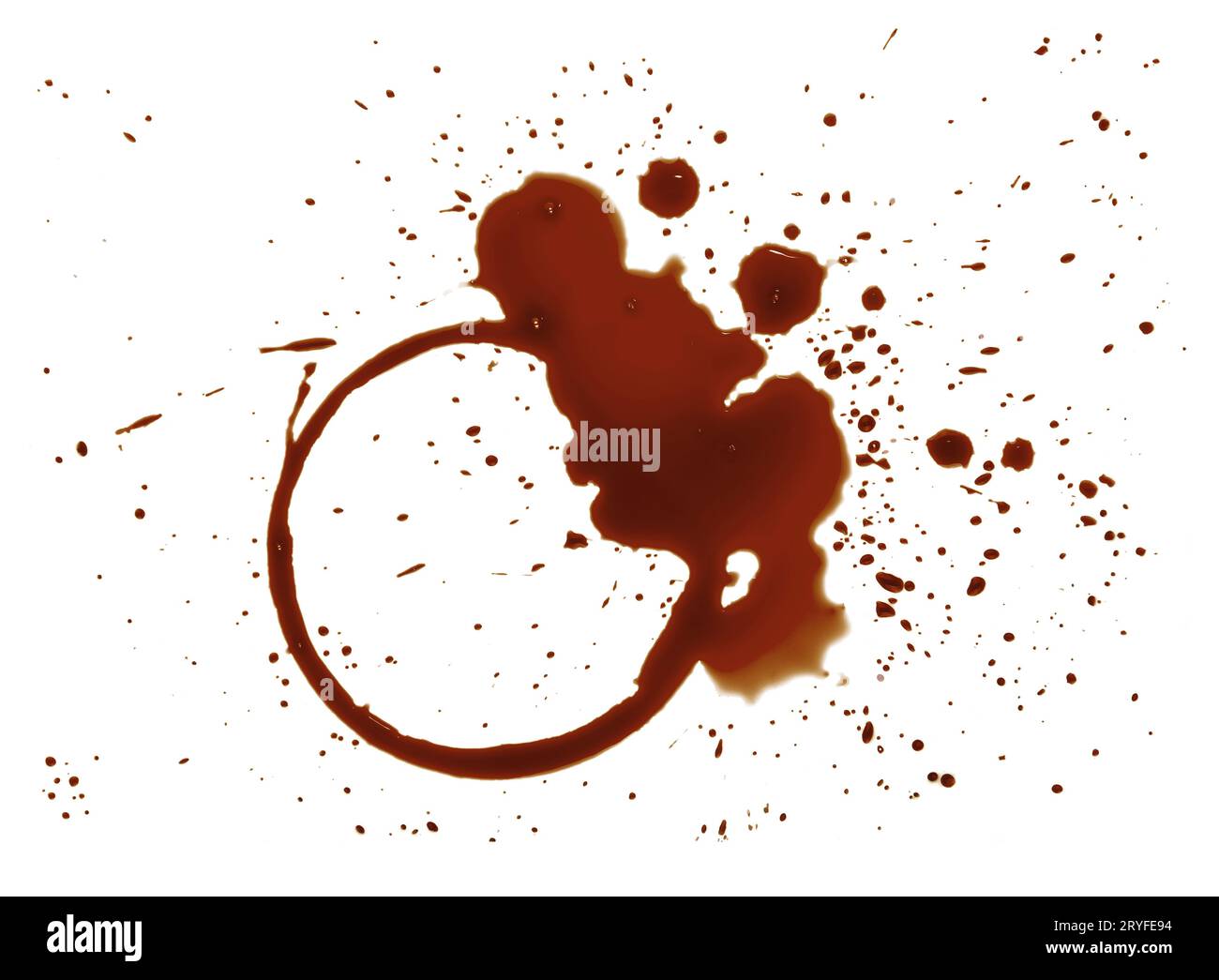 Wet brown coffee stain ring isolated on white Stock Photo - Alamy