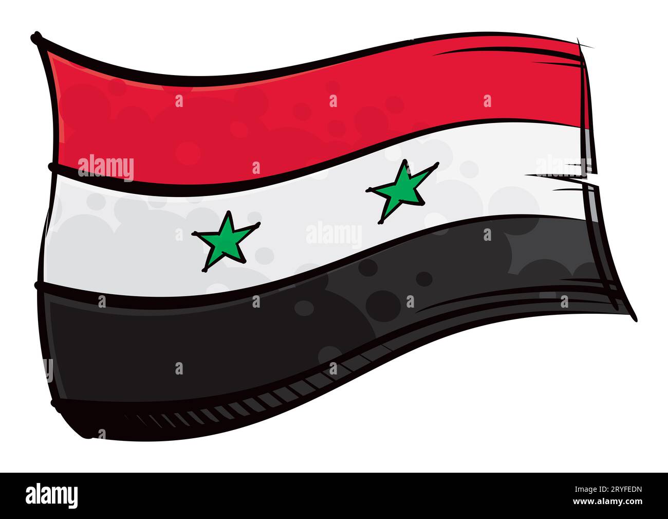 Syrian Arab Republic national flag created in graffiti paint style ...