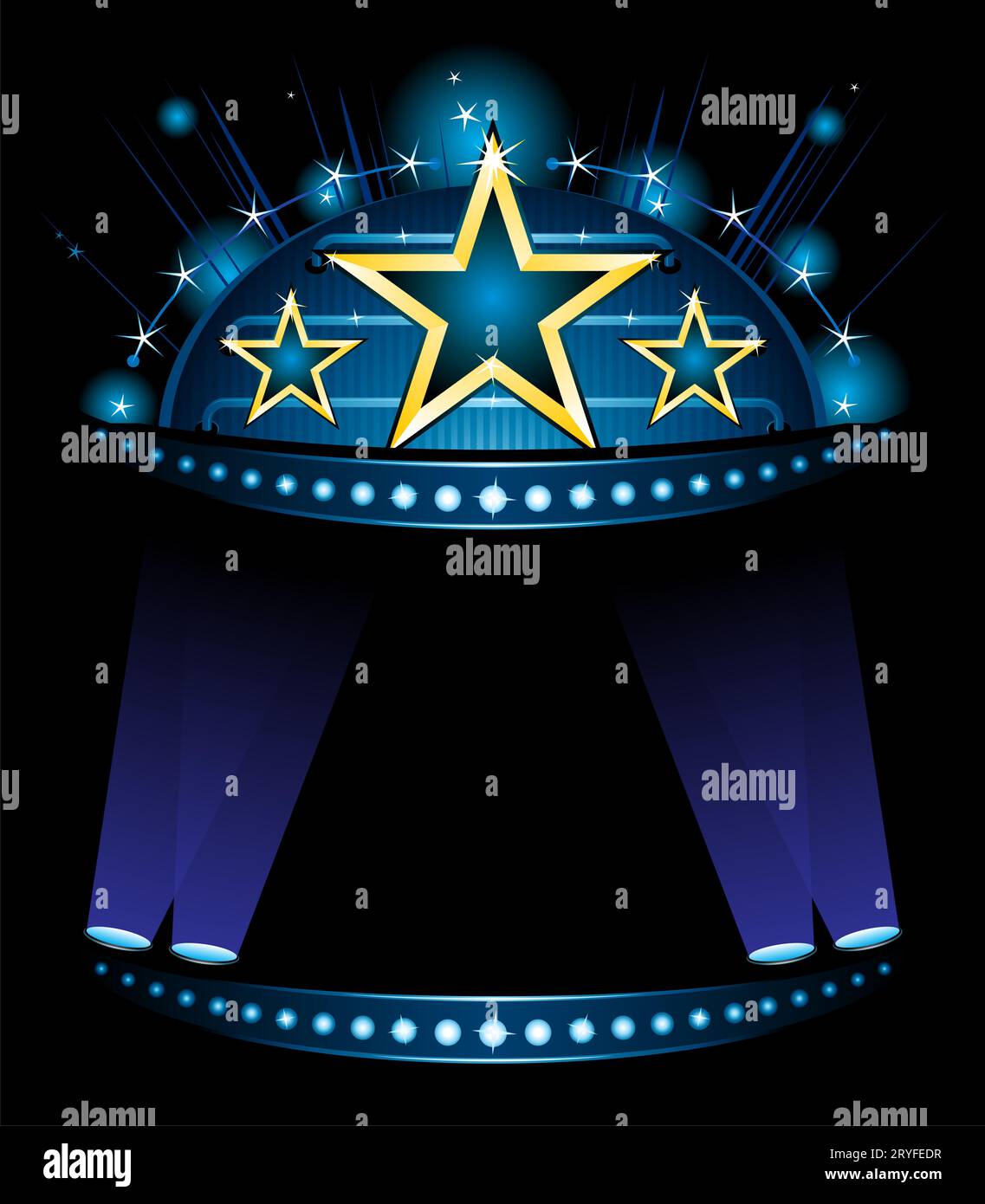 Illuminated big showtime marquee with stars Stock Photo - Alamy