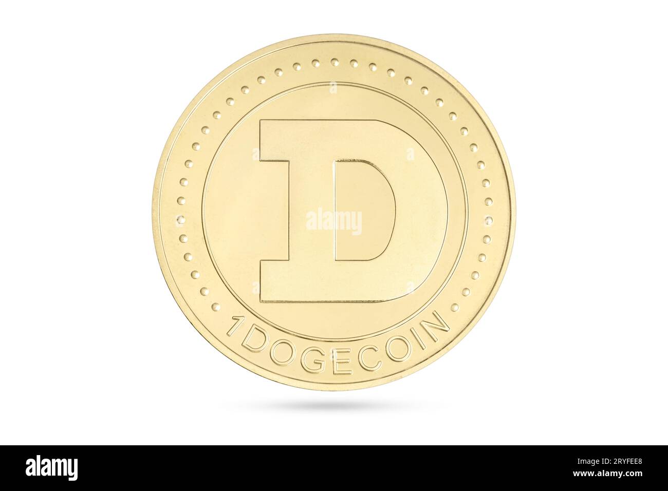 Dogecoin coin isolated on white background. Cryptocurrency Stock Photo ...