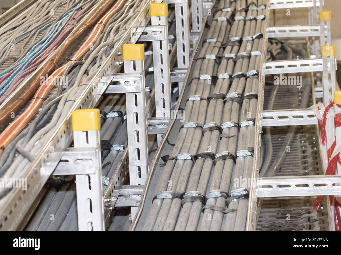 a cable tray for laying and arranging electric and other cables Stock ...