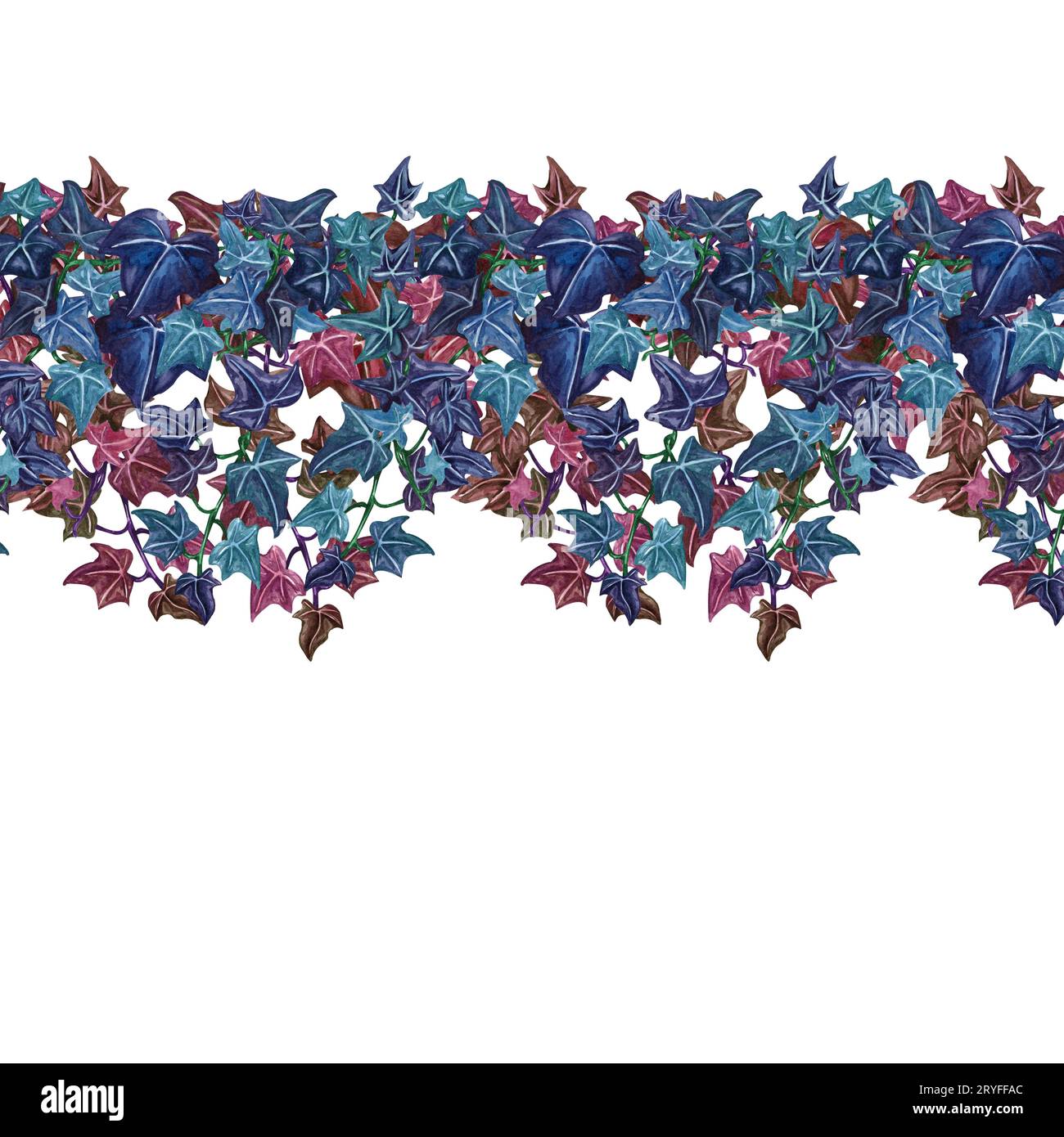 Watercolor seamless botanical ivy illustration. Botanical seamless ...