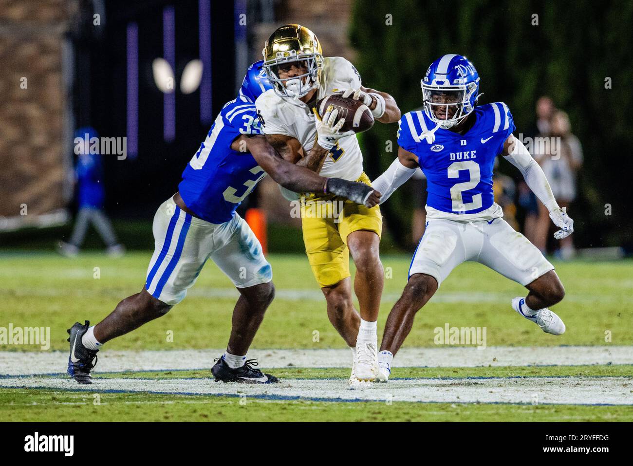 Durham, NC, USA. 30th Sep, 2023. Notre Dame Fighting Irish wide ...