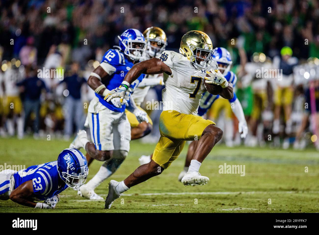Durham, NC, USA. 30th Sep, 2023. Notre Dame Fighting Irish running back ...