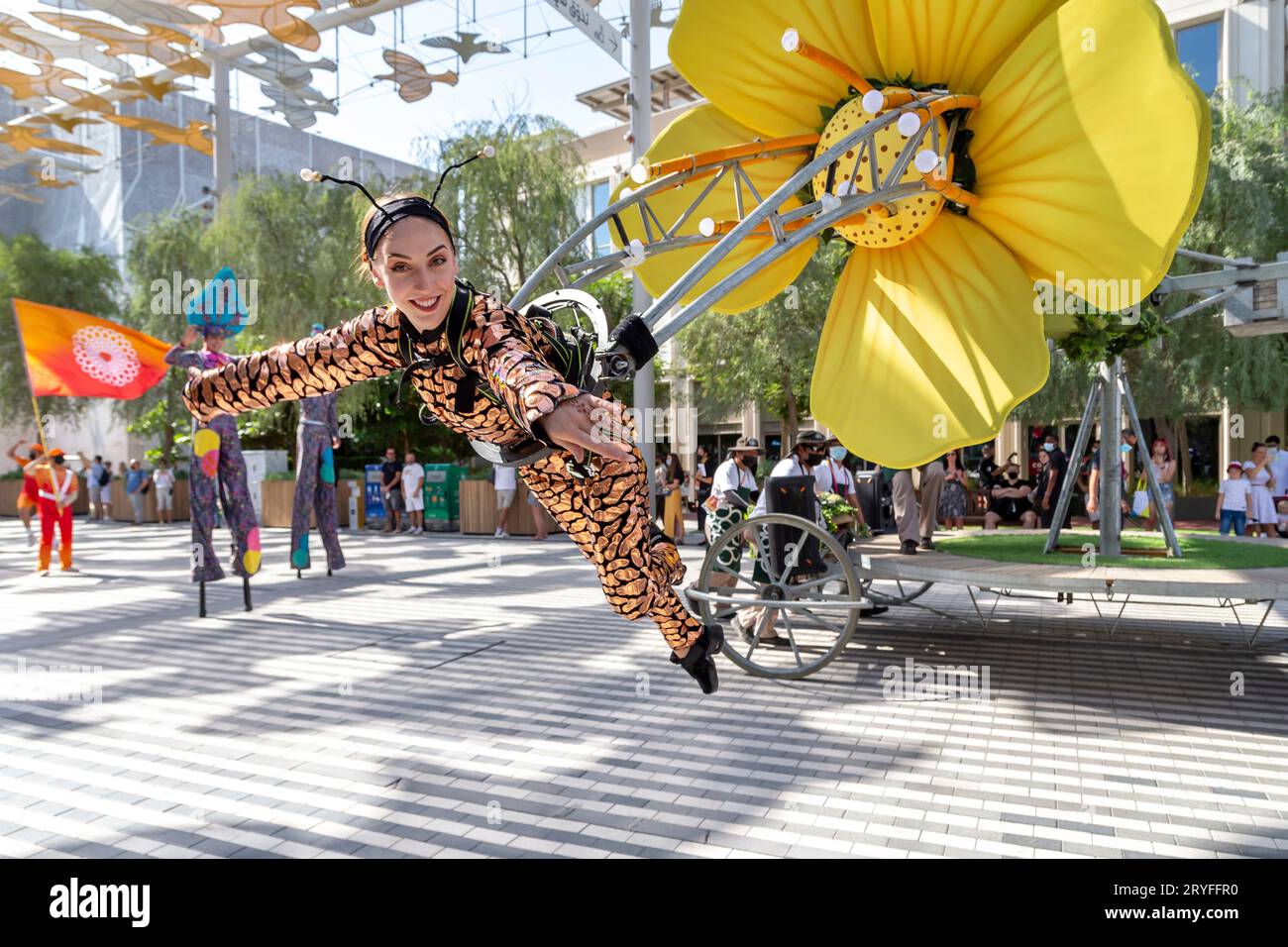 Dubai, UAE - November 15, 2021: Daily live aerial performance at Expo ...