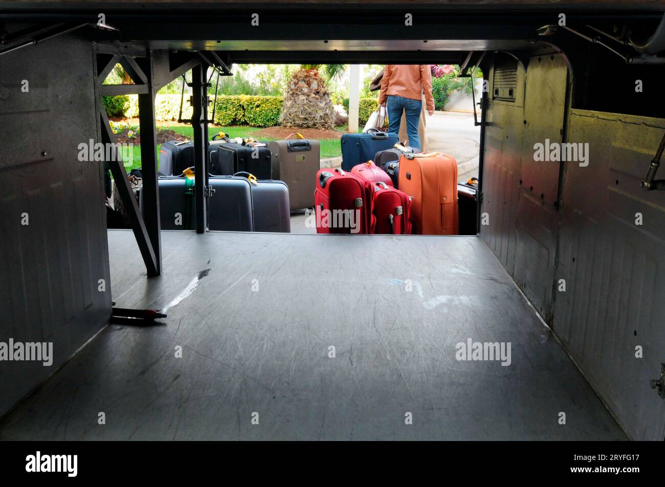 Suitcase and luggage, travel by bus Stock Photo - Alamy