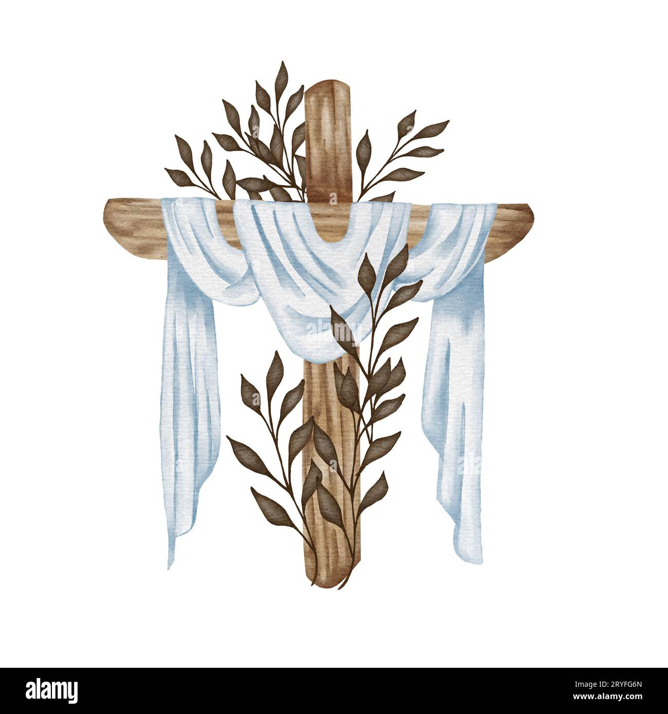 Floral cross. Easter illustration. Watercolor Wedding Cross. Baptism ...