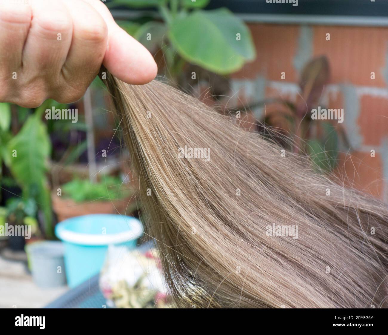 Woman face long hair hi-res stock photography and images - Alamy