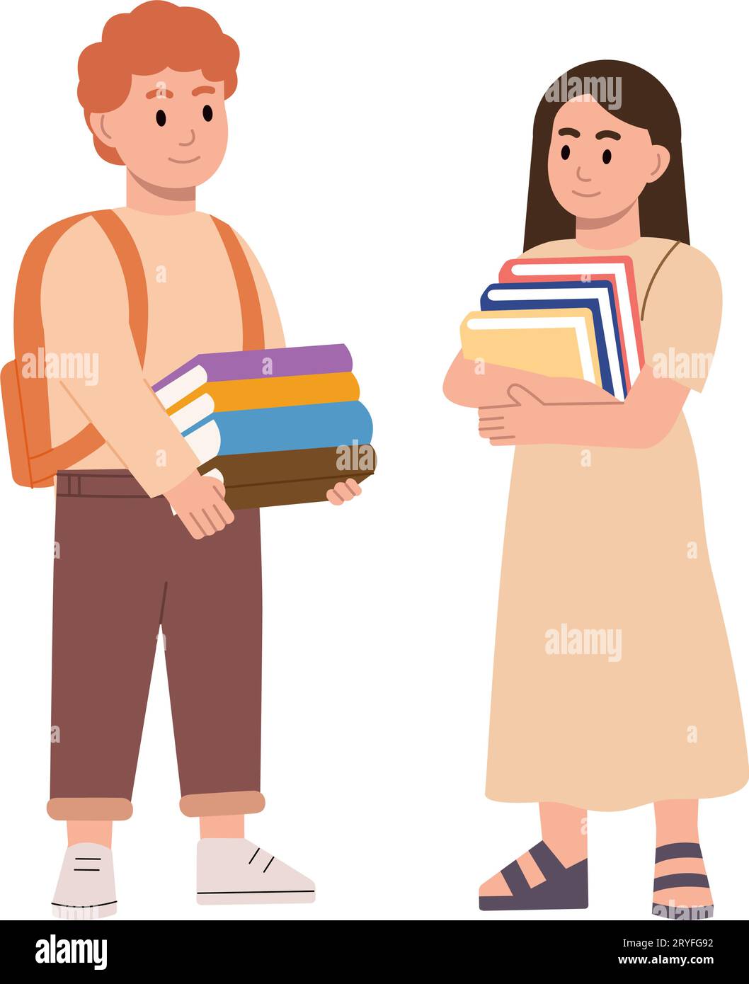 Schoolchildren with books. Student activity. Education, learning, study ...