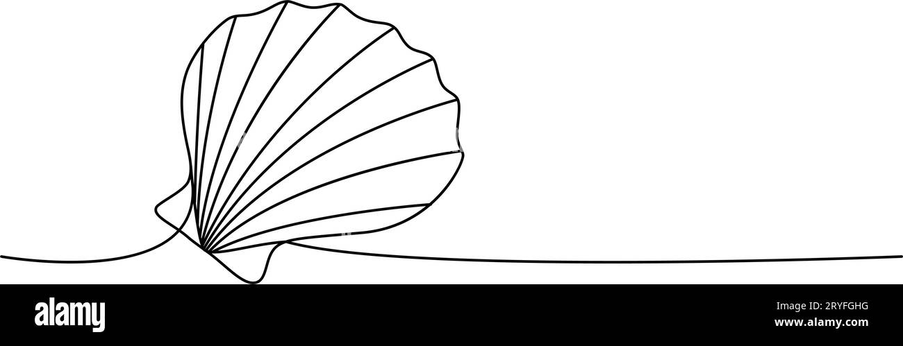 Seashell one line continuous drawing. Tropical underwater shell ...