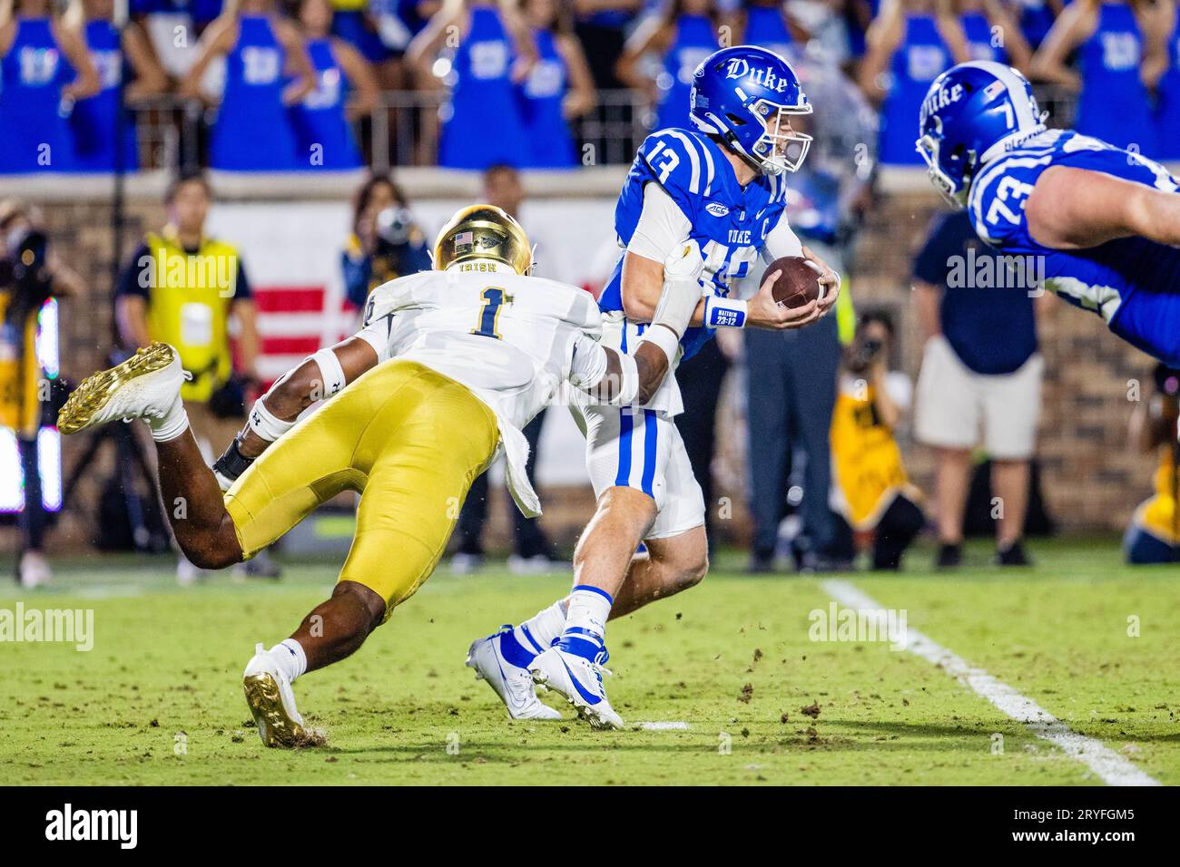 Durham, NC, USA. 30th Sep, 2023. Notre Dame Fighting Irish defensive ...