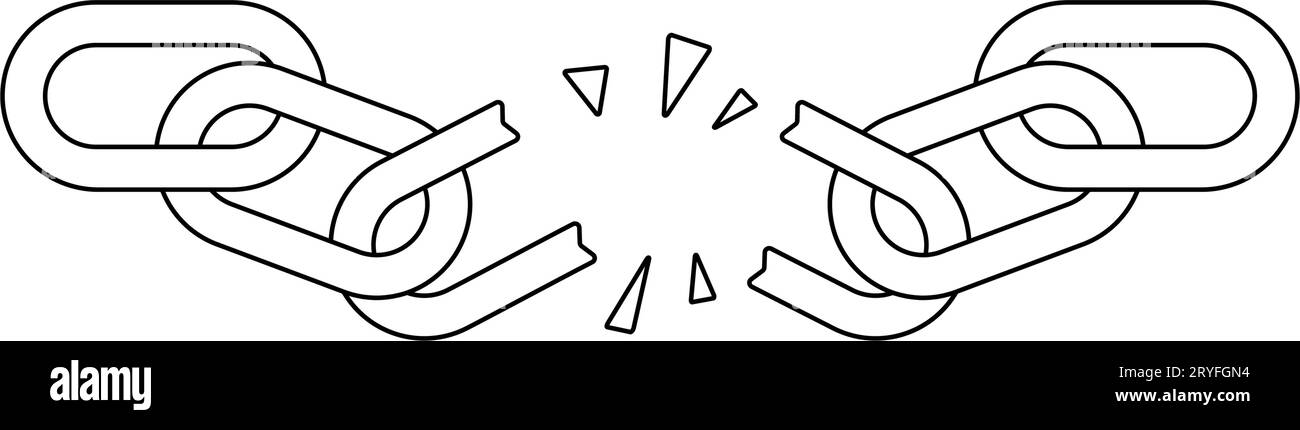 Broken chain line silhouette. Vector minimalist linear illustration ...