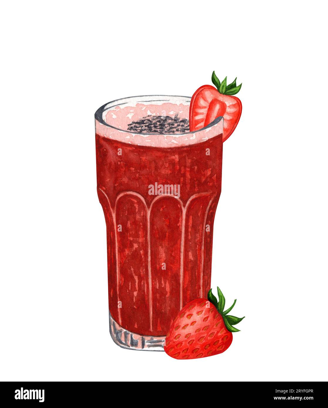 Hand drawn watercolor illustration of summer fresh juise. Healthy ...