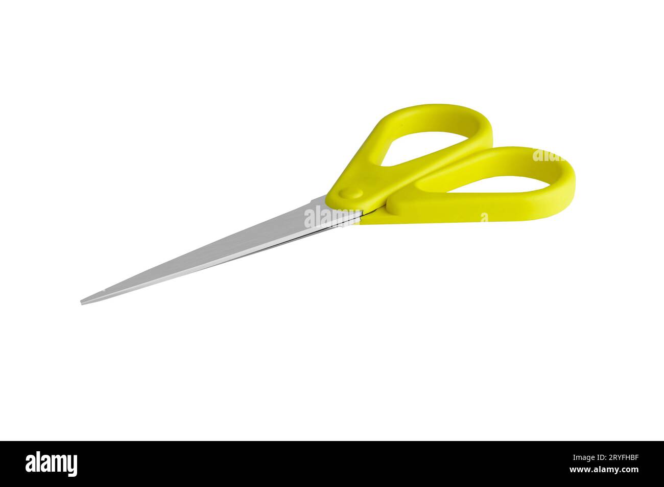yellow scissors on white background Stock Photo - Alamy