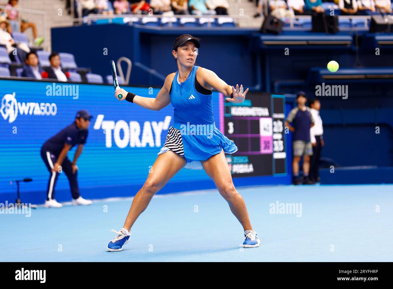 Tokyo, Japan. 1st Oct, 2023. Jessica PEGULA (USA) hits a return against ...