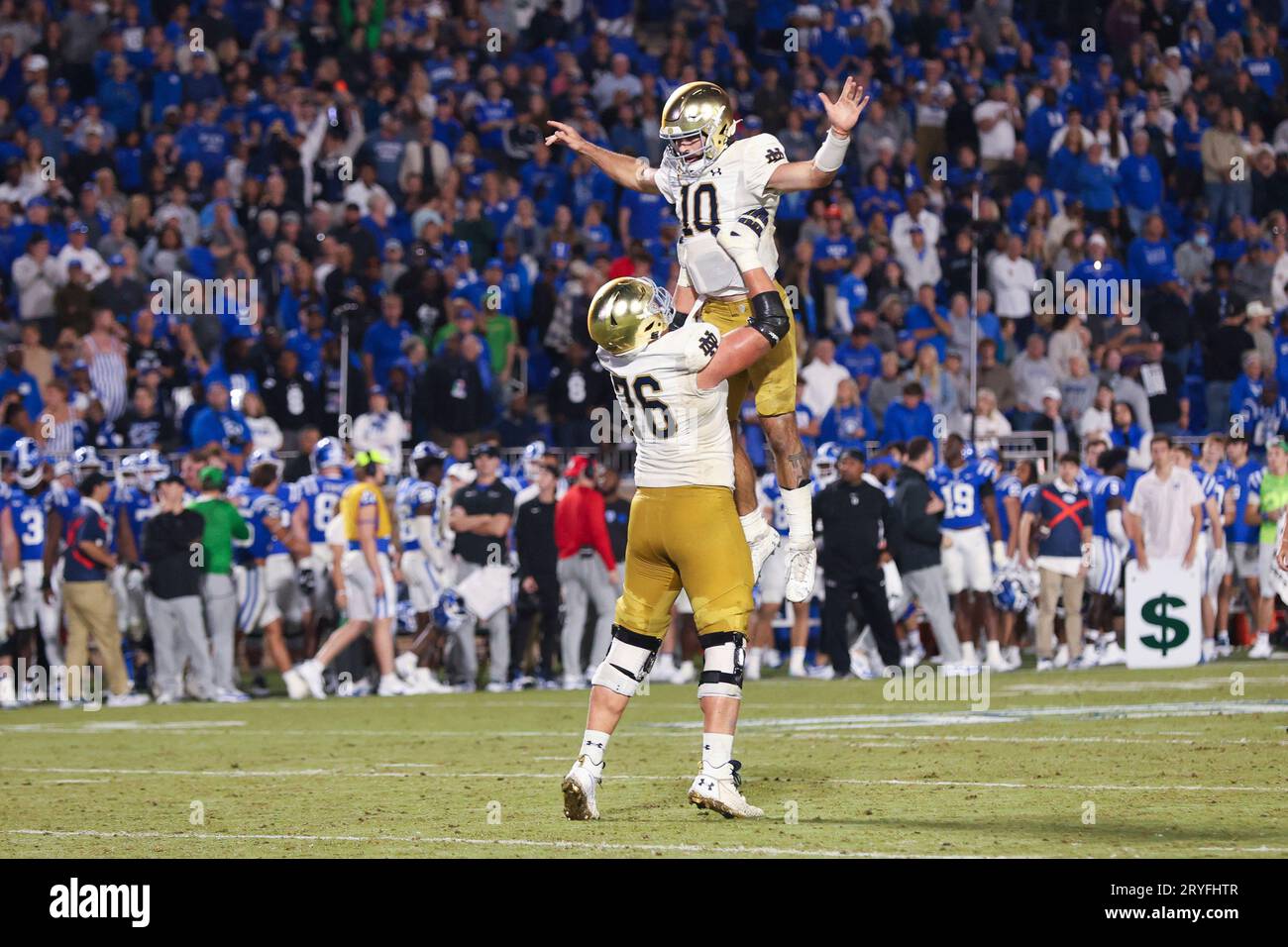 DURHAM, NC - SEPTEMBER 30: Notre Dame Fighting Irish offensive lineman ...