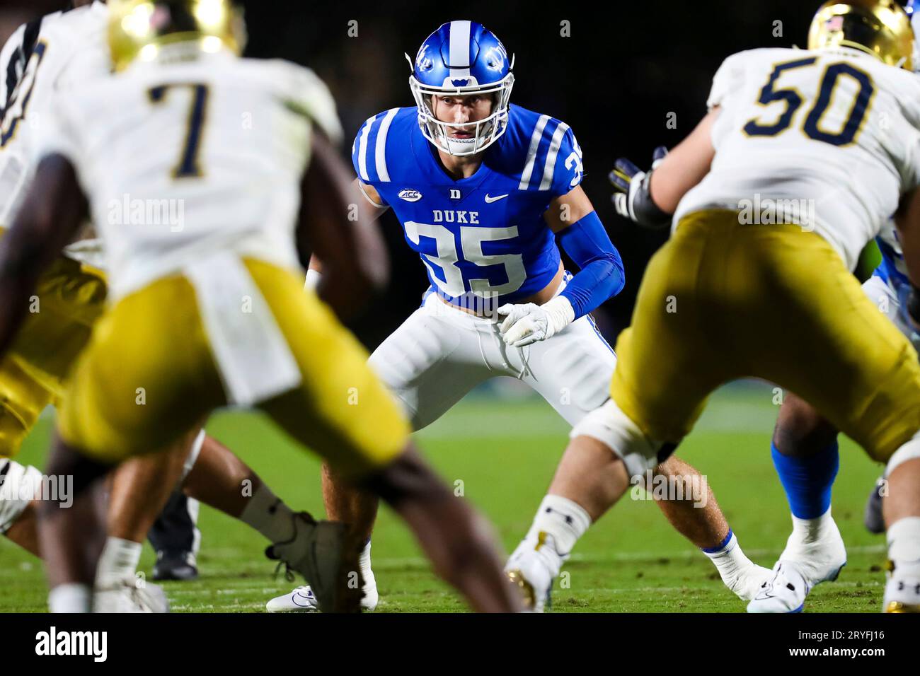 DURHAM, NC - SEPTEMBER 30: Cam Dillon (35) of the Duke Blue Devils ...