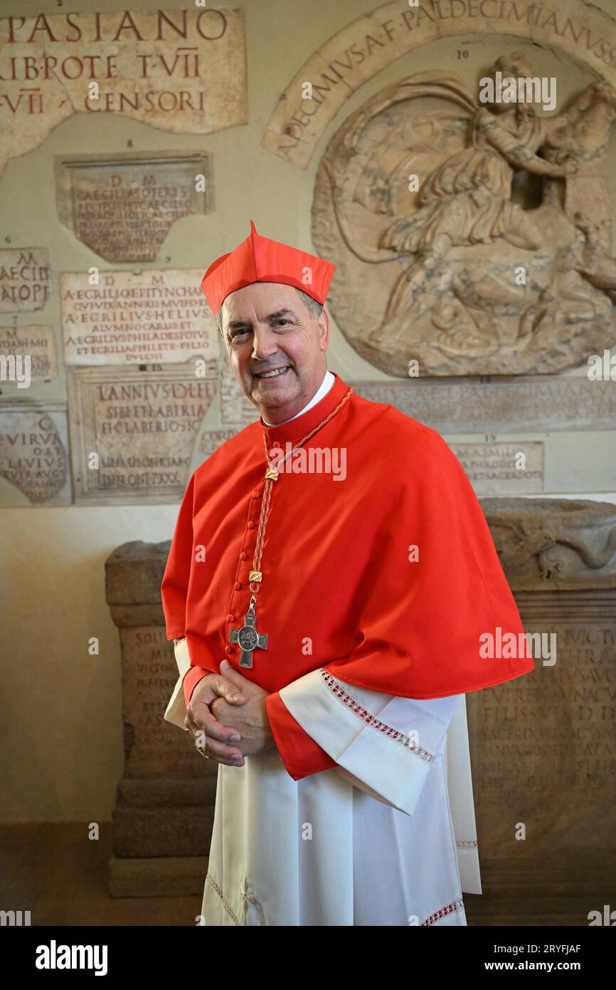 New cardinal Angel Fernandez Artime (Spain) poses as he meets with ...