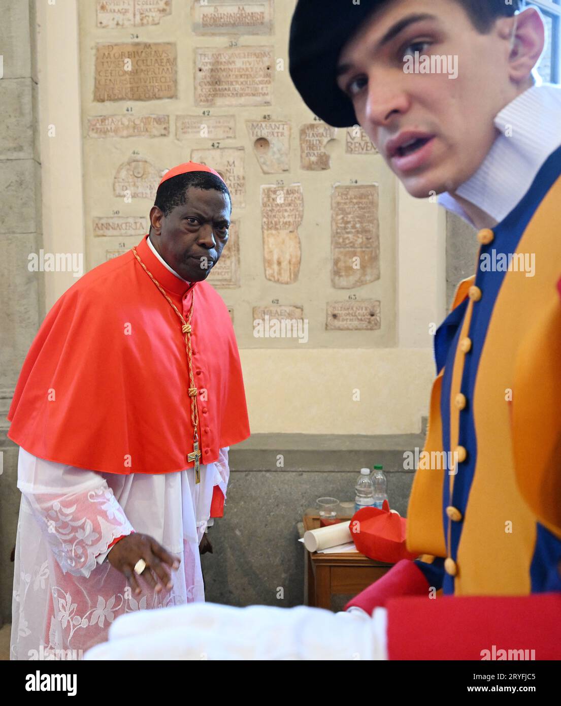 New cardinal Protase Rugambwa (Tanzania) poses as he meets with ...