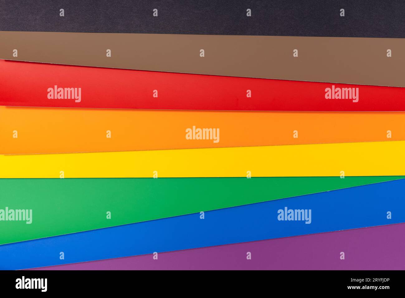 New LGBT Rainbow flag background with black and brown stripes. Group of ...