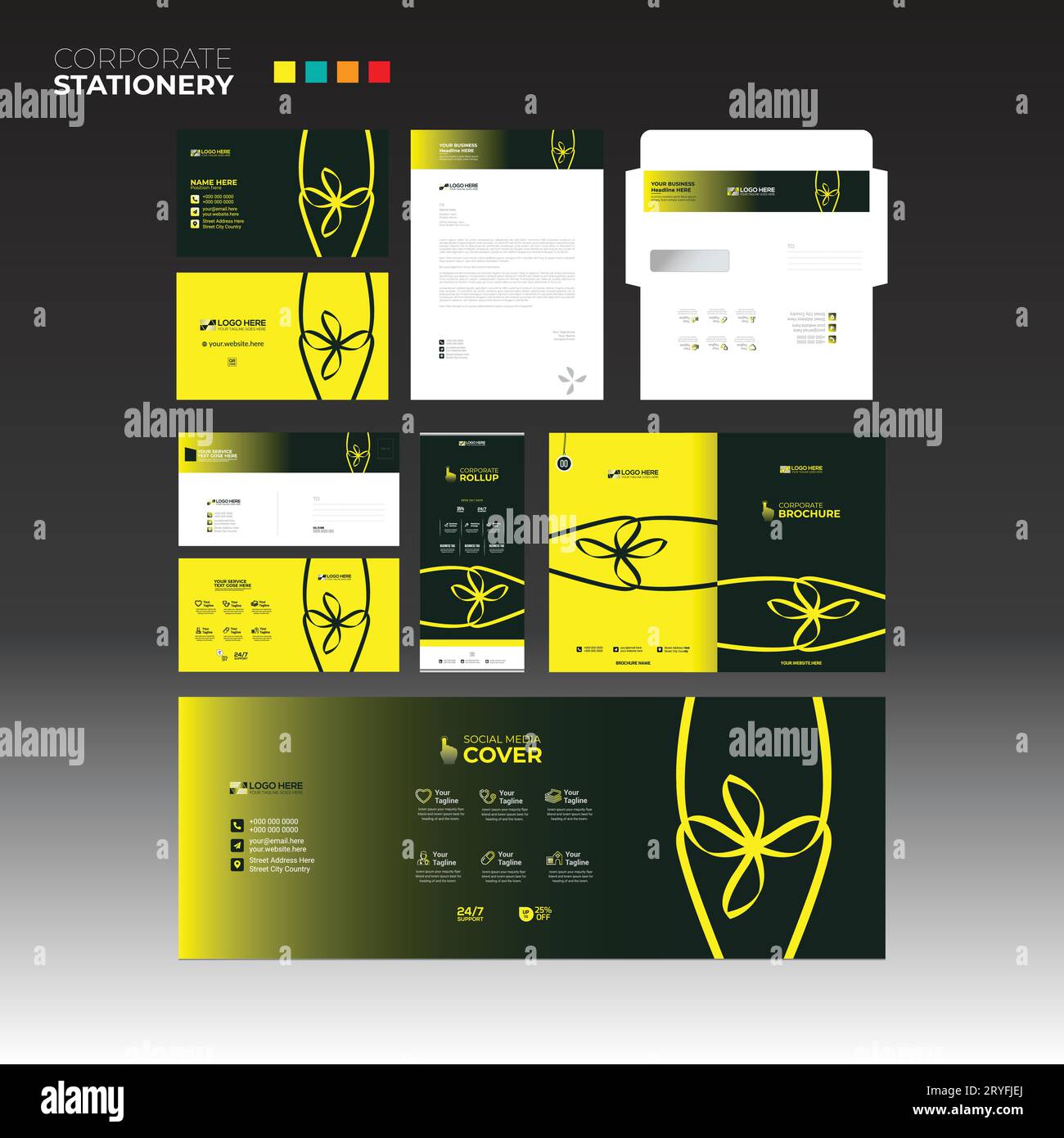 Health Stationary design with Business card Letterhead Envelope ...