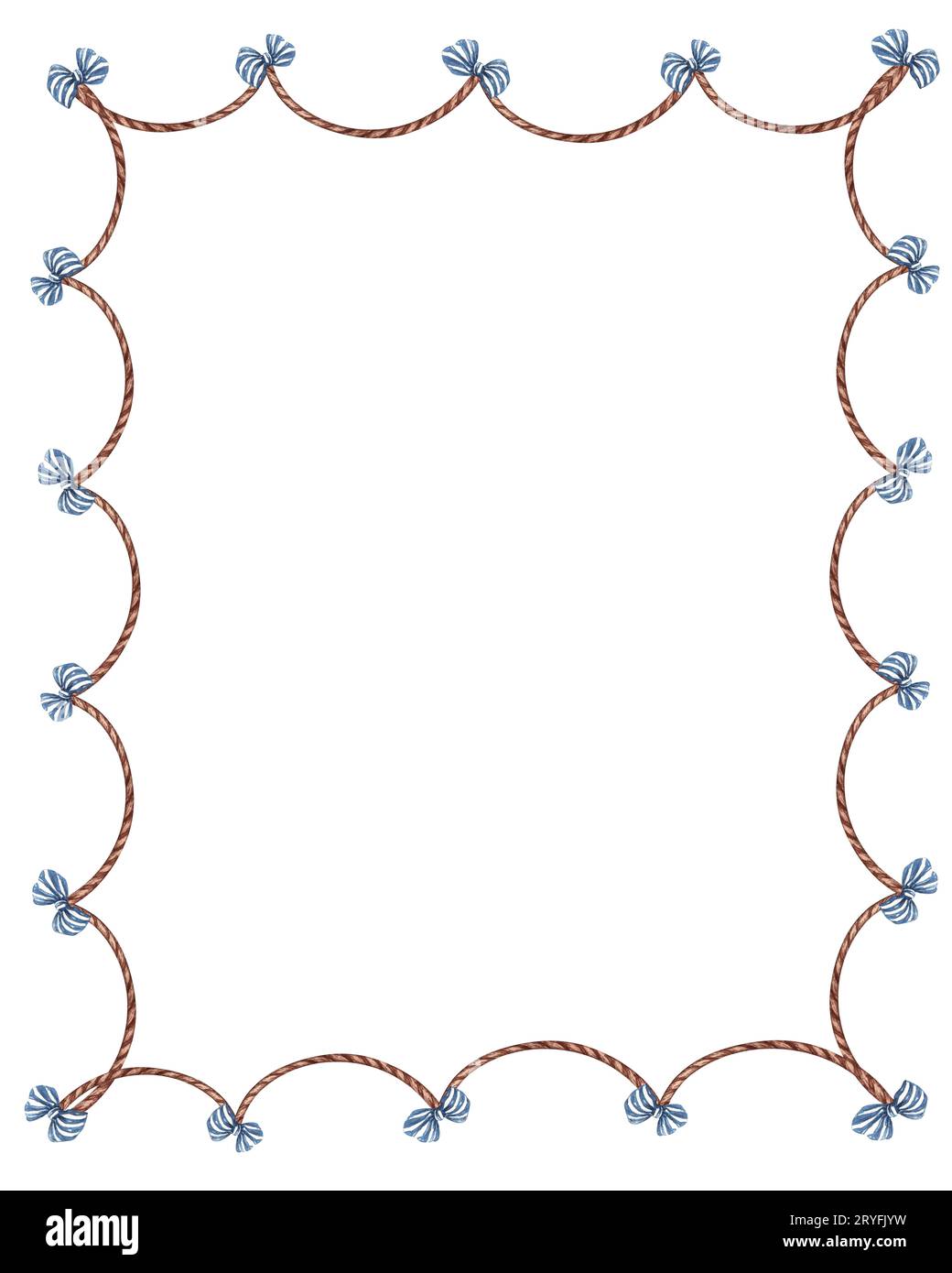 Watercolor nautical, marine frame with lighthouse, lifebuoy, anchor ...