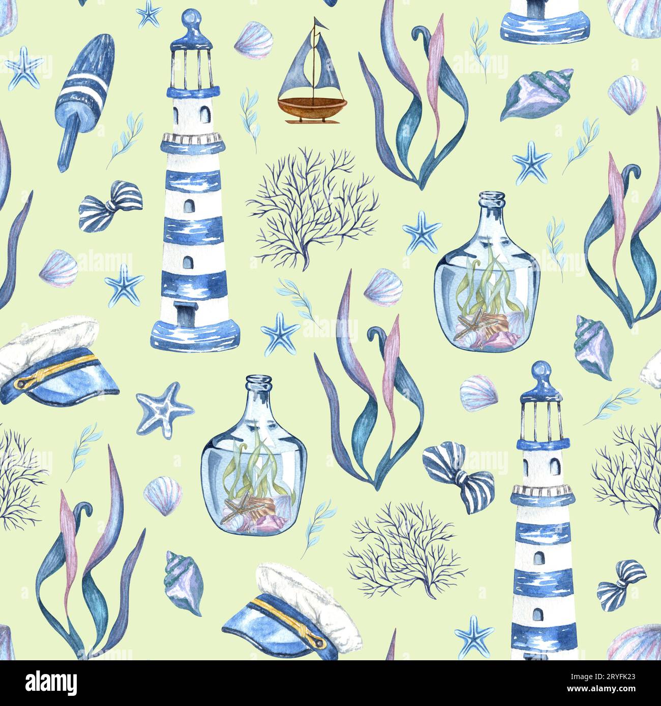 Seamless pattern with gold anchor, coins and chains for fabric design ...