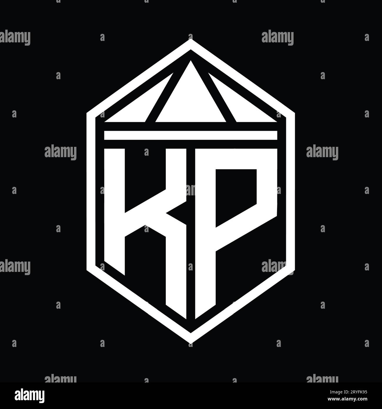 KP Letter Logo monogram simple hexagon shield shape with triangle crown ... KP Letter Logo monogram simple hexagon shield shape with triangle crown ...