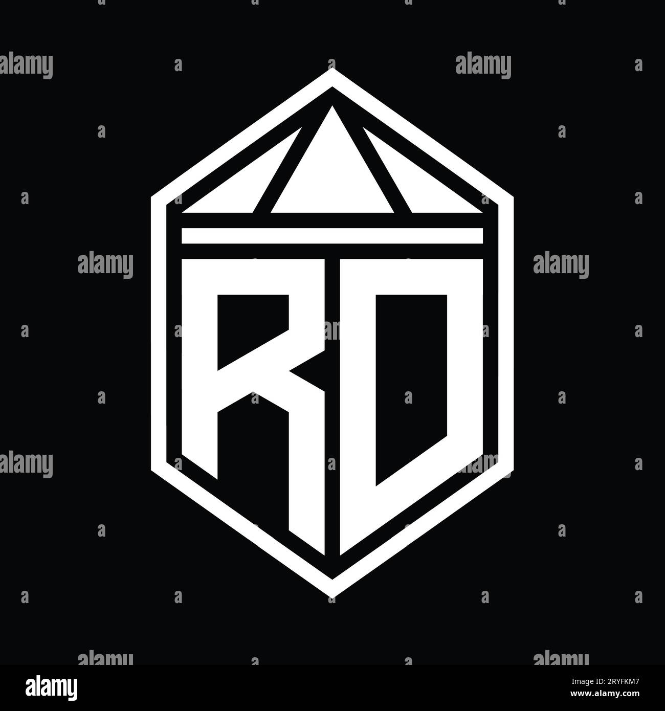 RD Letter Logo monogram simple hexagon shield shape with triangle crown ...