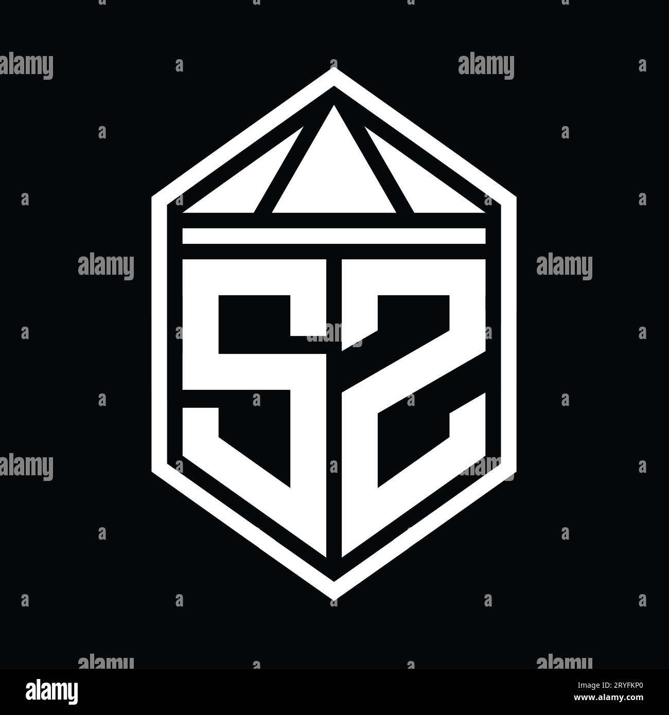 SZ Letter Logo monogram simple hexagon shield shape with triangle crown ... SZ Letter Logo monogram simple hexagon shield shape with triangle crown ...