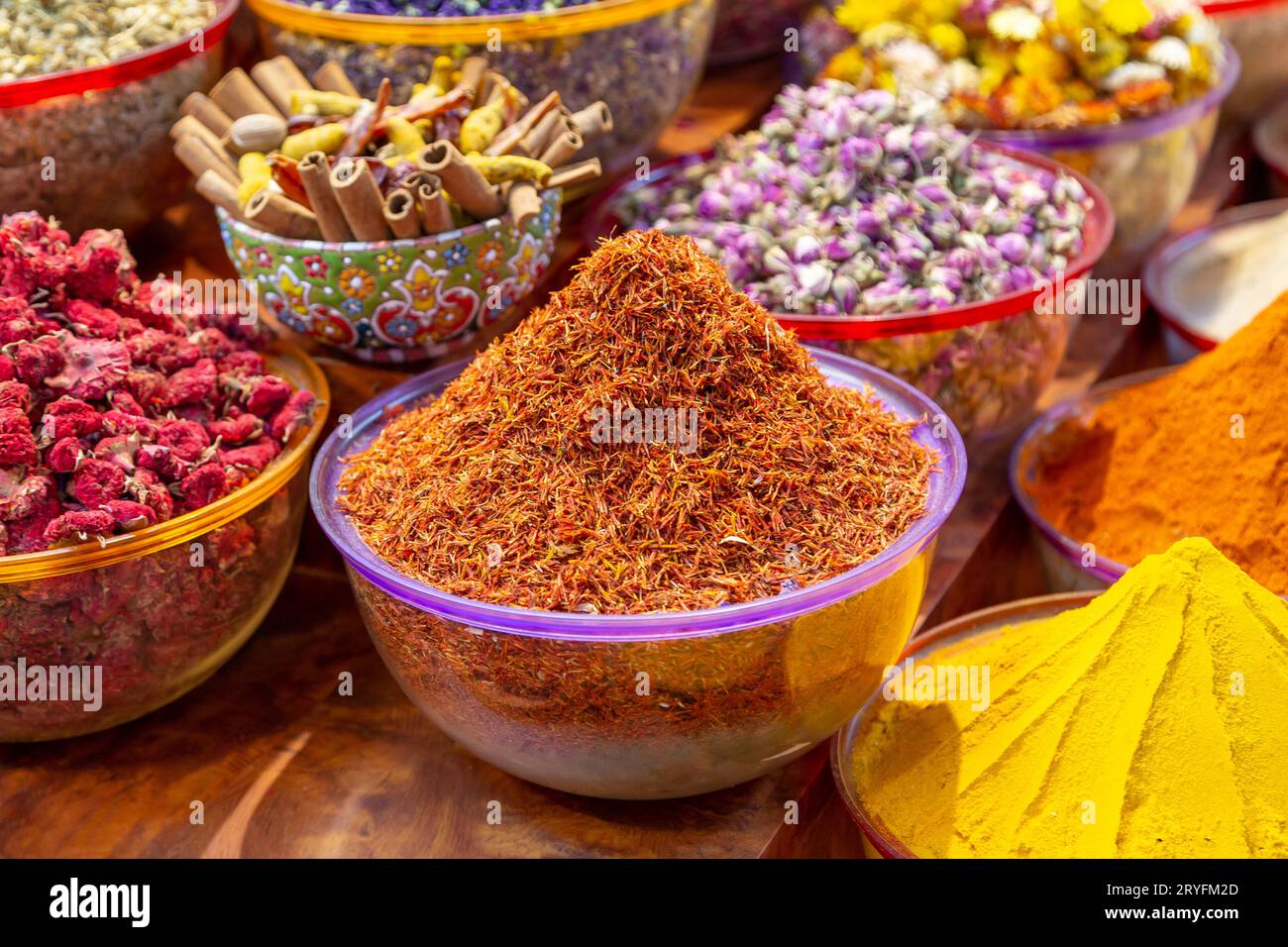Saffron, the most expensive spice at Dubai spice market among other ...