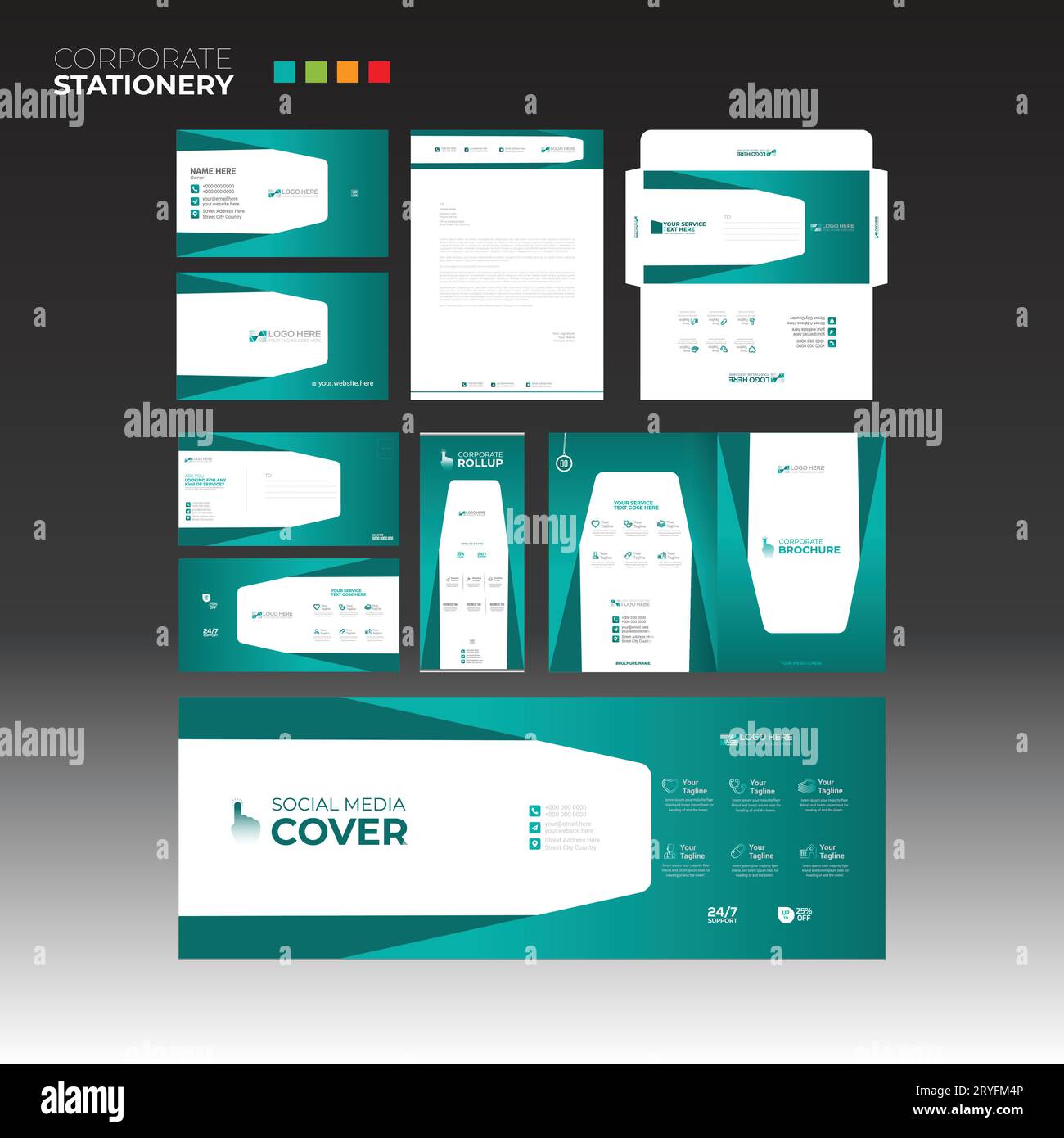 Health Stationary design with Business card Letterhead Envelope ...